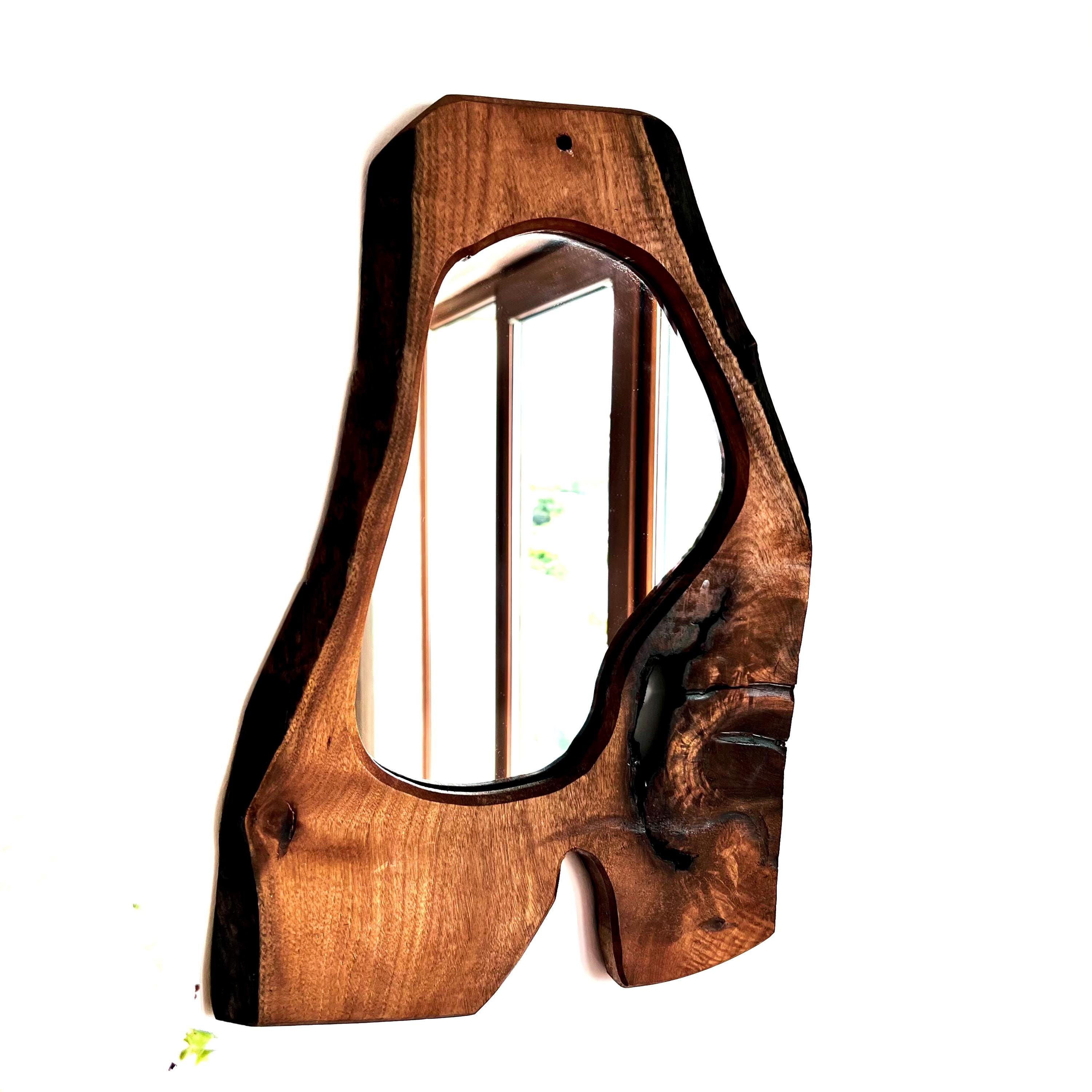 Rustic Live Edge Mirror- Walnut Wood Wall Mirror - Minimalist Handmade ...