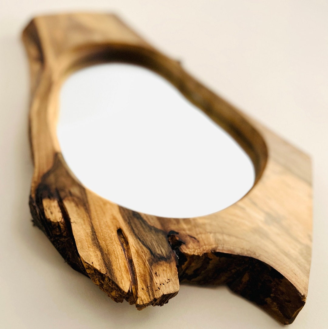 Wooden Mirror, Natural Wood, Farmhouse, Boho, Modern Wood, Irregular ...