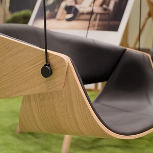 Aloha Swing Lounge Chair, Oak and Eco-leather, Scandinavian Style - Etsy
