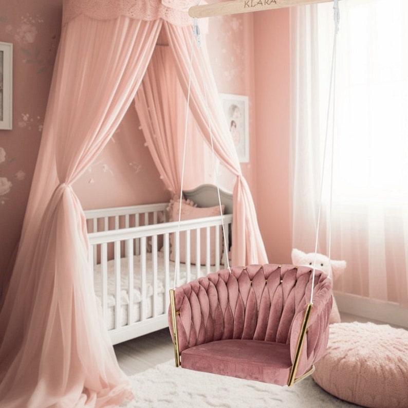 Luxury Glamour Scandinavian Pink Gray Swing, for Girls, Kids Swing ...