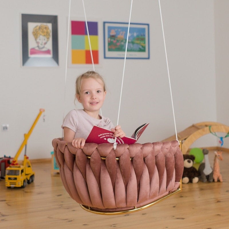 Luxury Glamour Scandinavian Pink Gray Swing, Swing for Girls, Kids ...