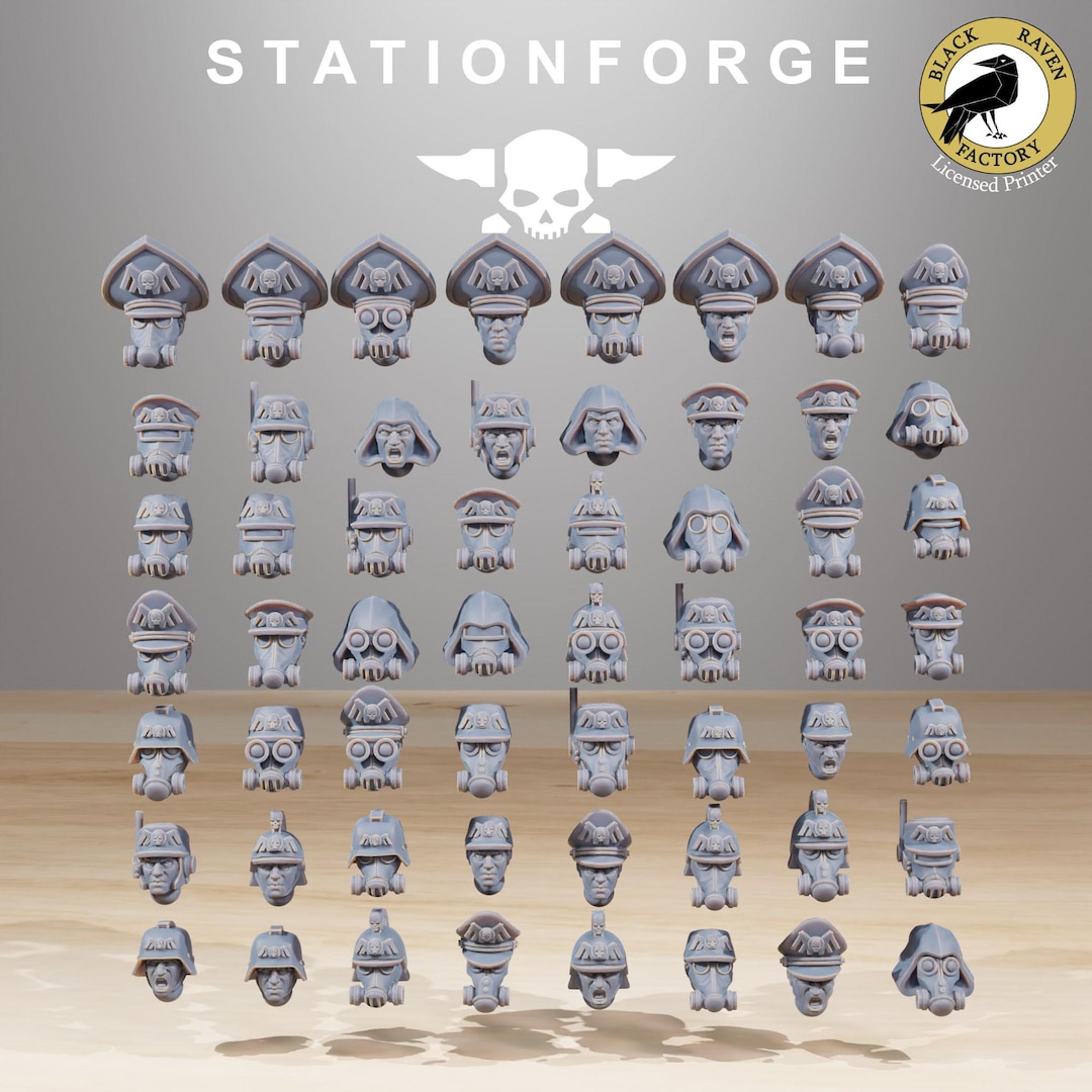 Grimguard Builder Heads - Dark Guard Heads - Stationforge Miniature for ...
