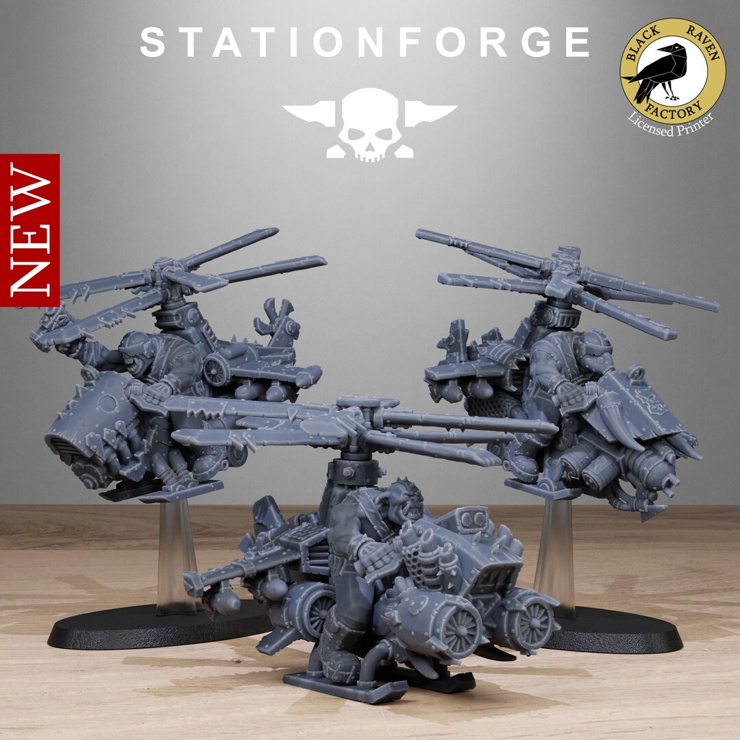 Orkaz Helicopters (3 Vehicles) - Stationforge Miniature for Tabletop ...