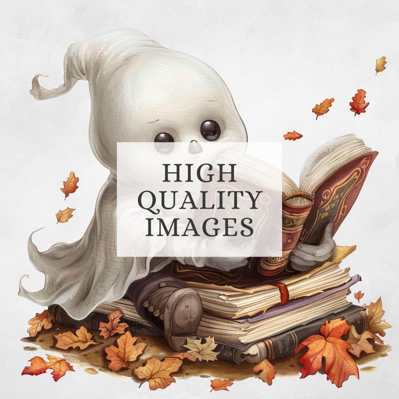 Ghost Reading Clipart, Bookish Halloween, Ghost Png, Trendy Bookish Png ...