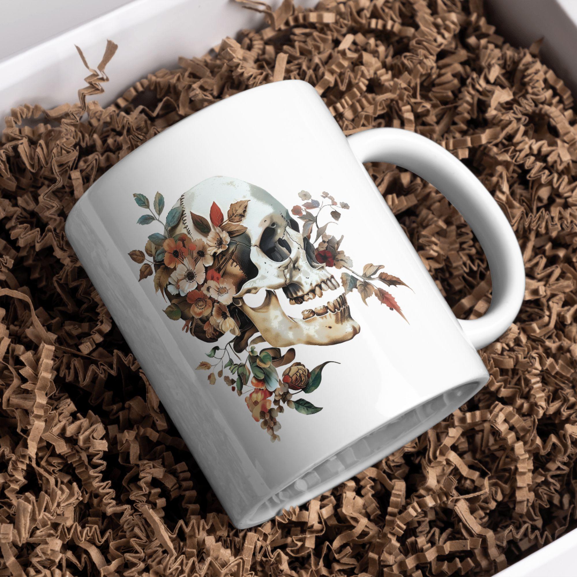 Floral Skull Clipart, Skull Png, Gothic Skull Clipart, Floral Skull ...