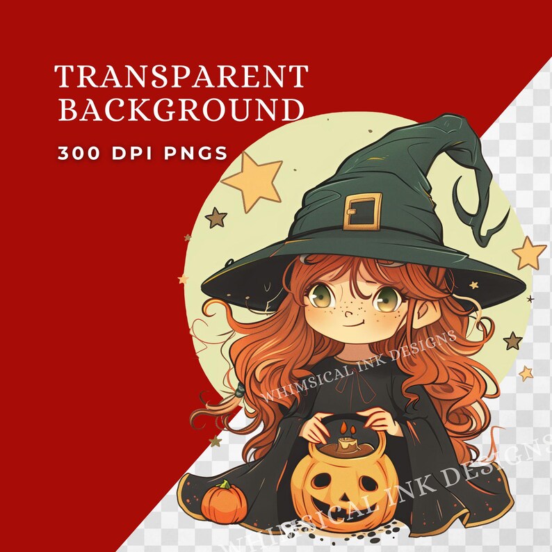 Pumpkin Spice Witches, Quirky Cute Witch Clipart, Halloween Clip Art ...