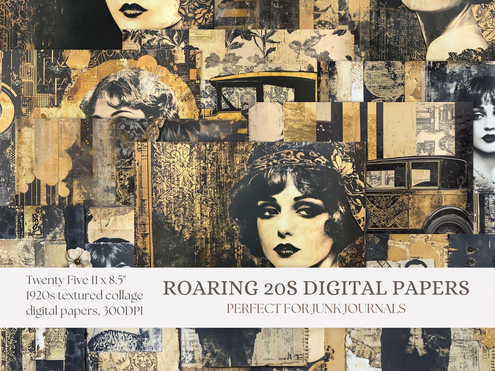 Vintage 20s Digital Paper Pack for Scrapbooking, Art Deco Junk Journal ...