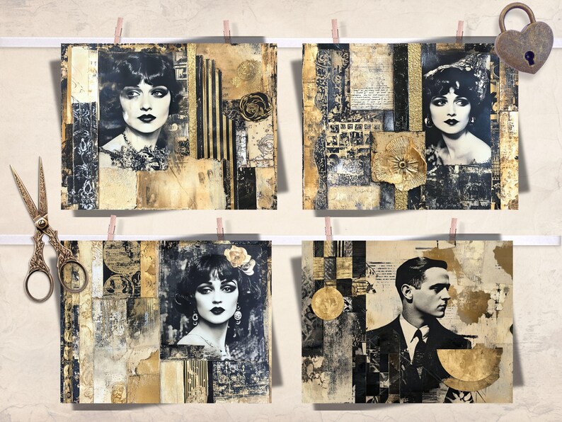 Vintage 20s Digital Paper Pack for Scrapbooking, Art Deco Junk Journal ...