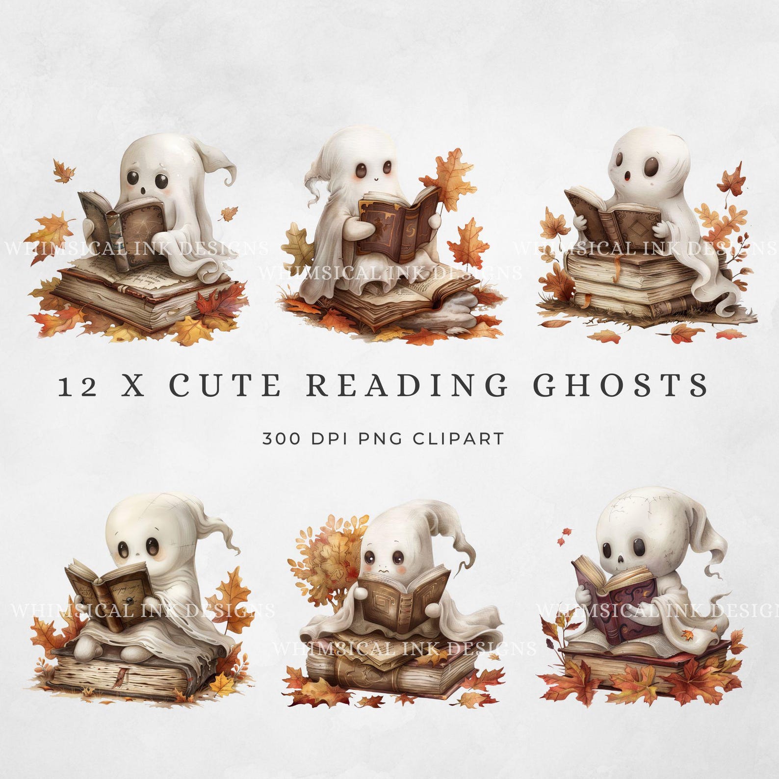 Ghost Reading Clipart, Bookish Halloween, Ghost Png, Trendy Bookish Png ...