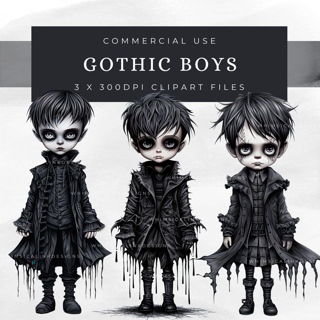 Gothic Boy, Quirky Boy, Goth Boy, Dark Fantasy Clipart, Goth Fashion ...