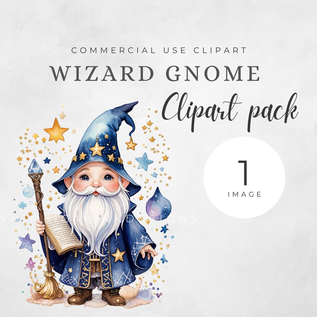 Wizard Gnome Watercolour Clipart, Wizard Clipart, Watercolour Gnomes ...