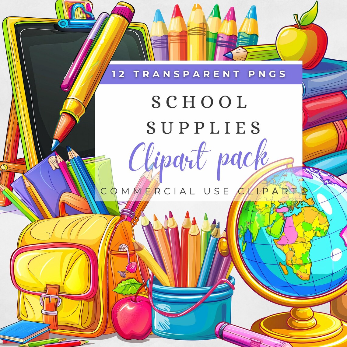 School Clipart, Backpack Clipart, Back to School Clipart, School Png ...