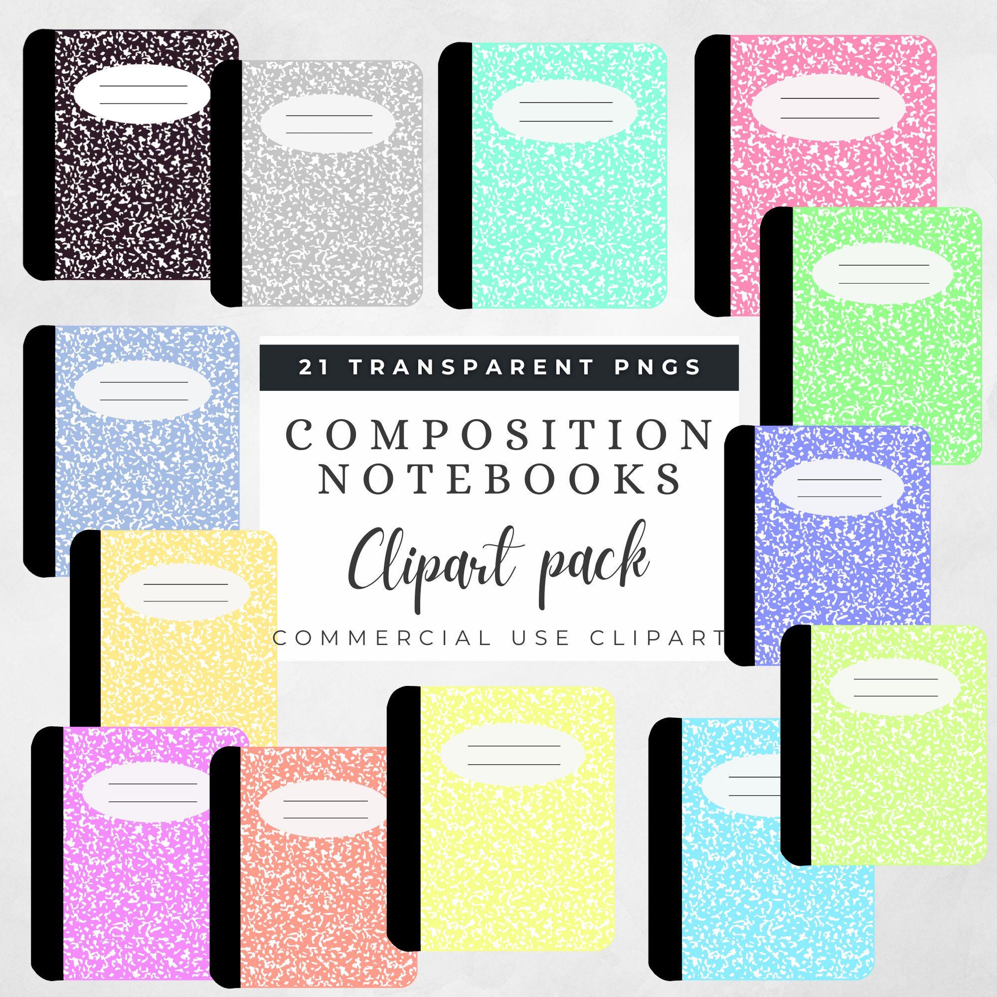 Composition Notebook Clipart, Notebook Clip Art, School Graphics ...