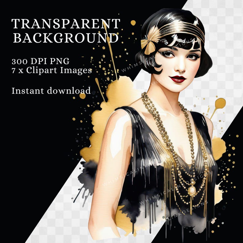 Flapper Girl Clipart, Roaring 20s Clipart, Great Gatsby, 1920s Party ...