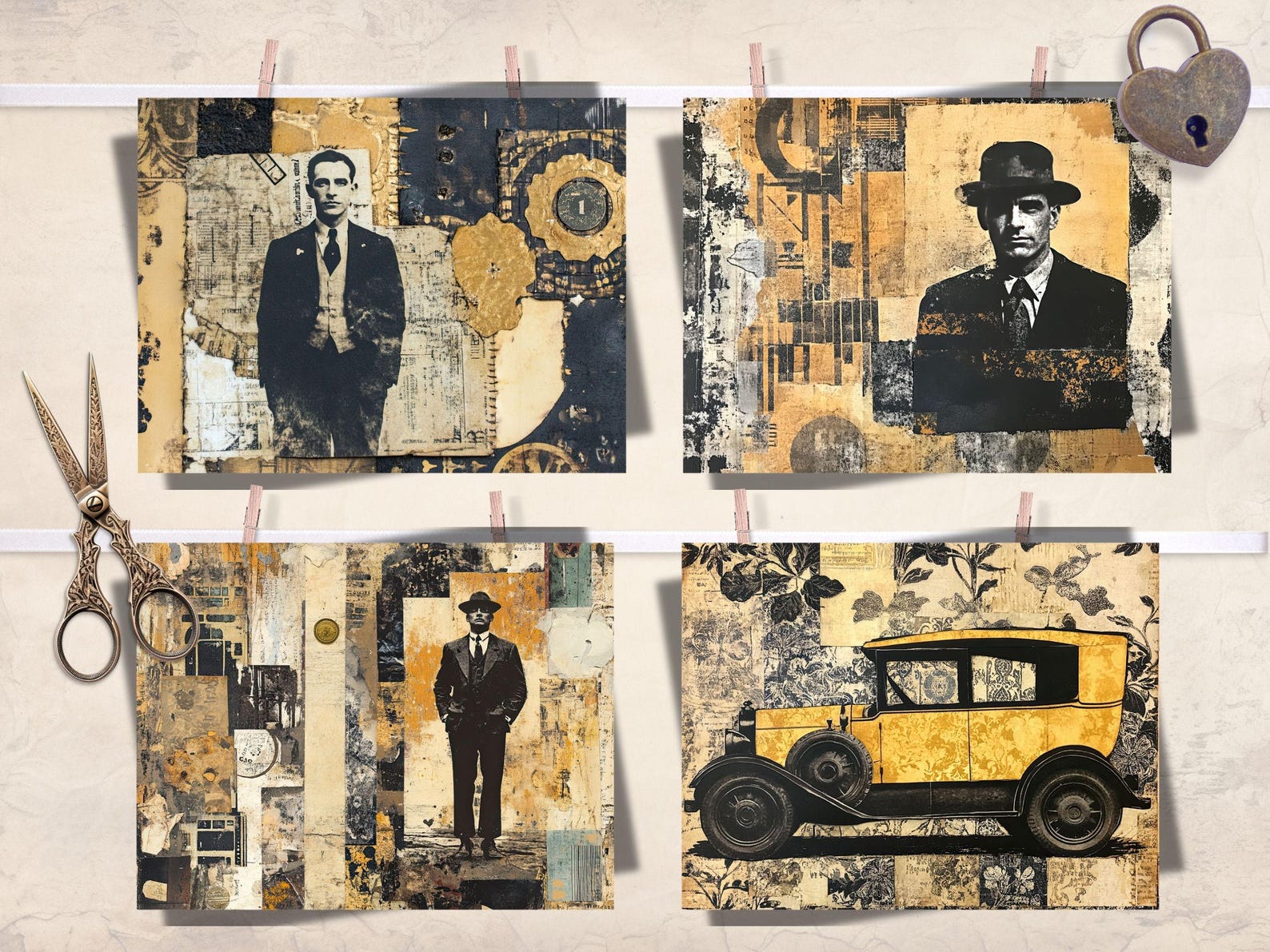 Vintage 20s Digital Paper Pack for Scrapbooking, Art Deco Junk Journal ...