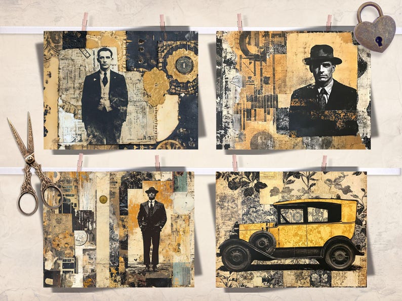 Vintage 20s Digital Paper Pack for Scrapbooking, Art Deco Junk Journal ...