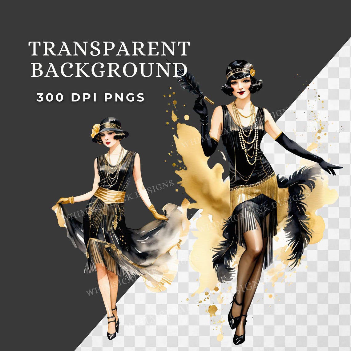 Flapper Girl Clipart, Roaring 20s Clipart, Great Gatsby, 1920s Party ...