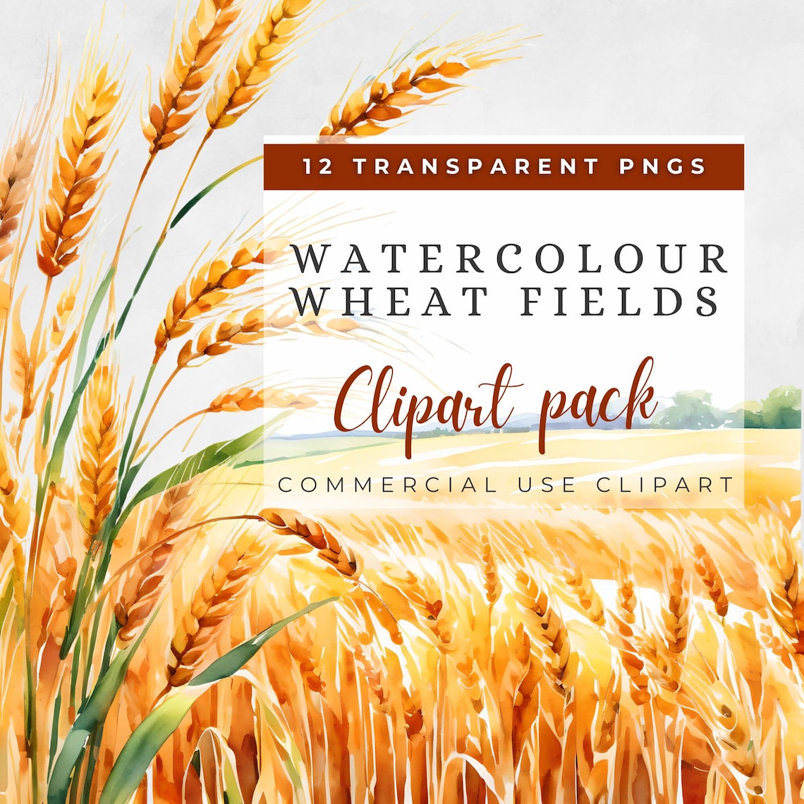 Wheat Field Clipart, Watercolour, Clip Art Elements, Watercolour Art ...