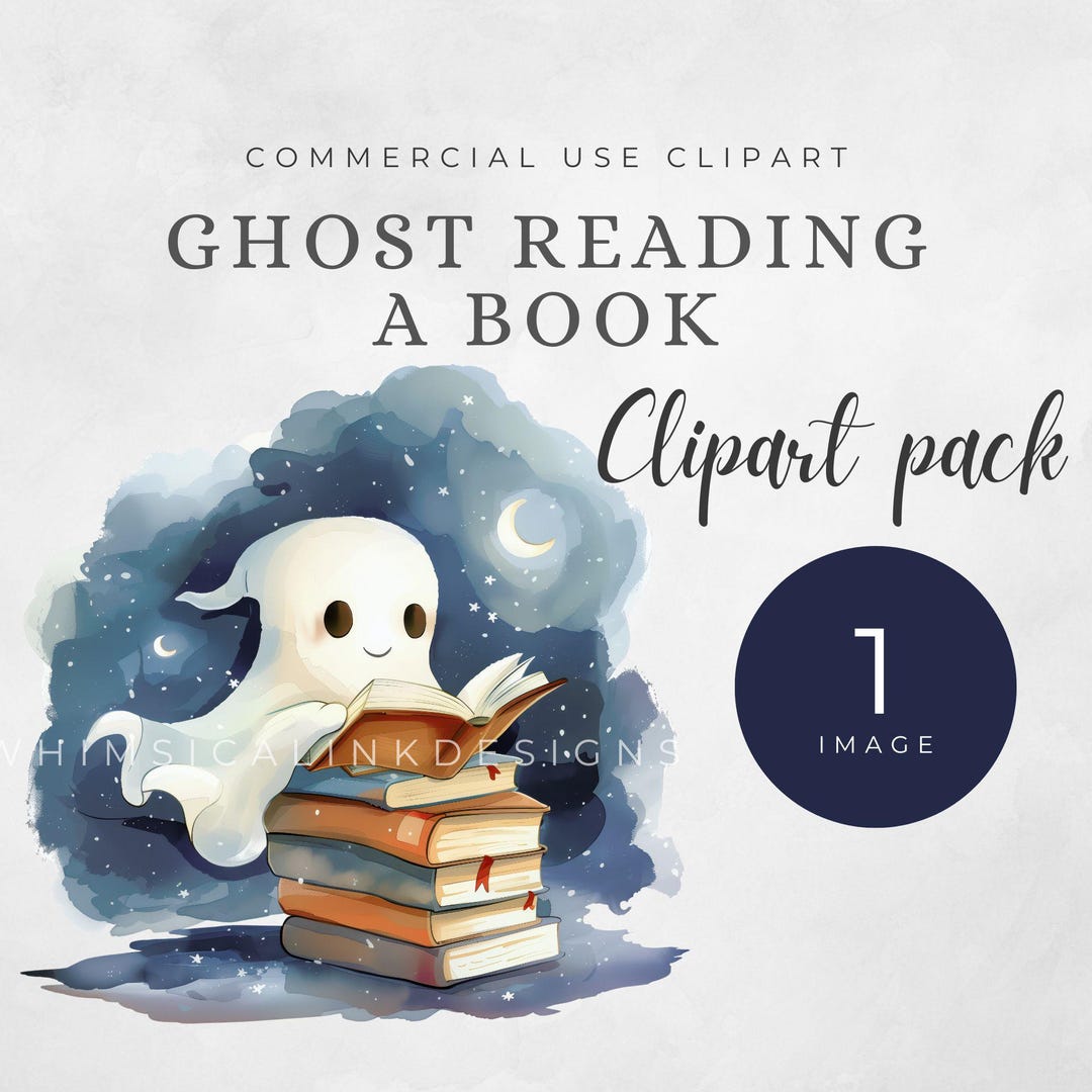 Ghost Reading Clipart, Bookish Halloween, Ghost Png, Trendy Bookish Png ...