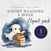 Ghost Reading Clipart, Bookish Halloween, Ghost Png, Trendy Bookish Png ...