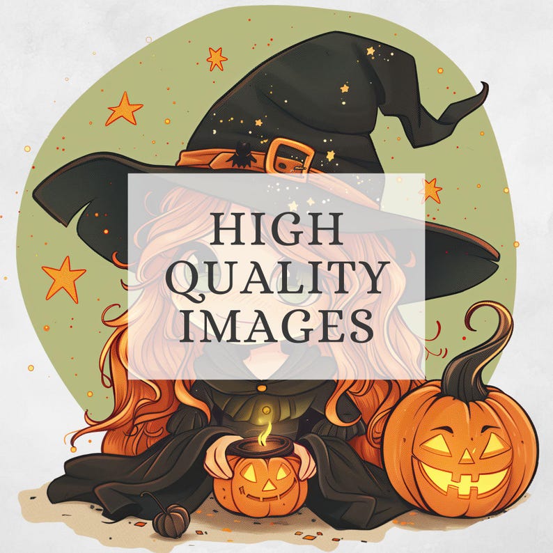 Pumpkin Spice Witches, Quirky Cute Witch Clipart, Halloween Clip Art ...