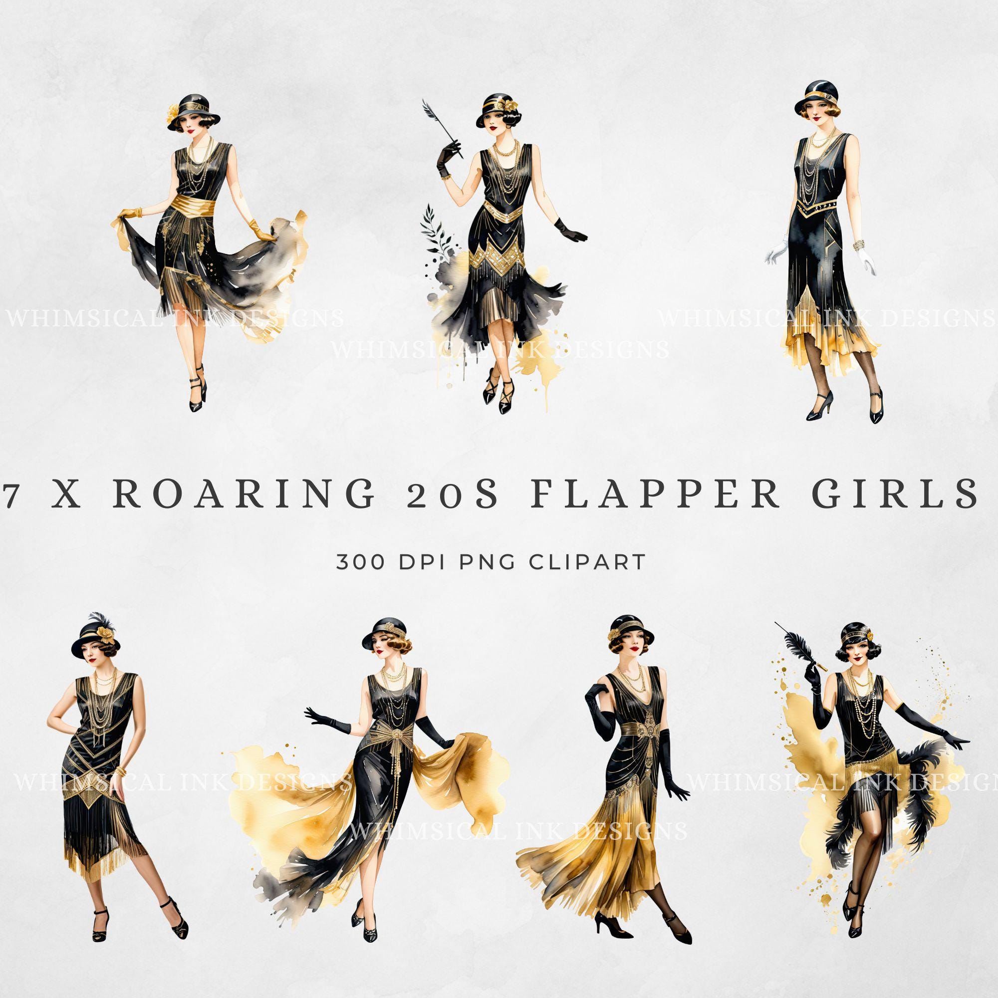 Flapper Girl Clipart, Roaring 20s Clipart, Great Gatsby, 1920s Party ...