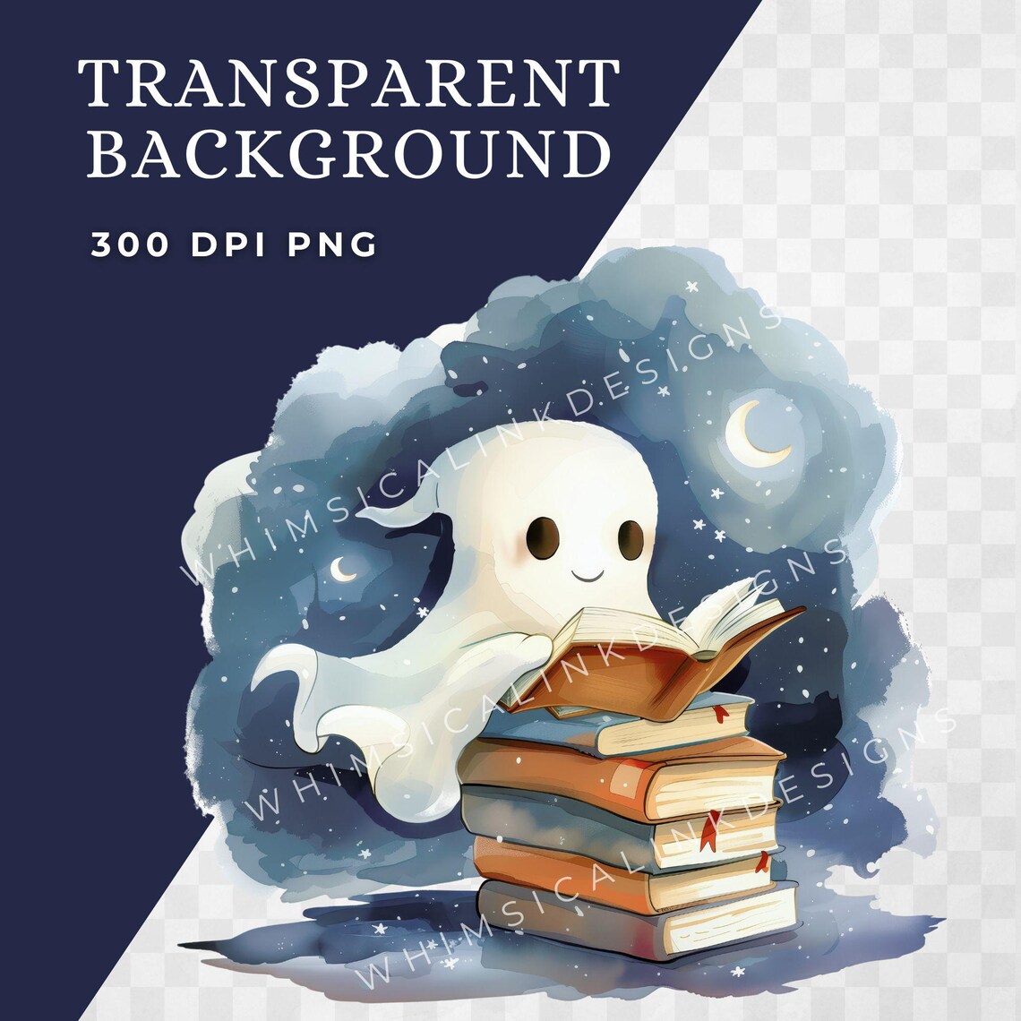 Ghost Reading Clipart, Bookish Halloween, Ghost Png, Trendy Bookish Png ...