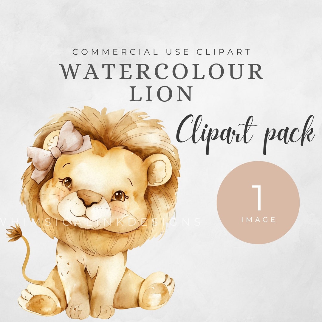Watercolor Baby Lion, Baby Lion Clipart, Baby Lion PNG, Baby Lion ...