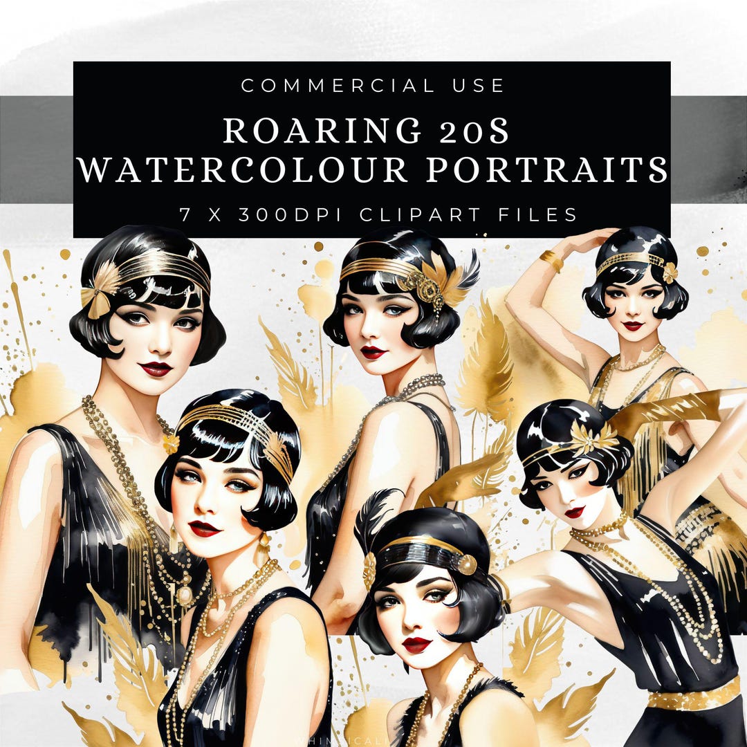 Flapper Girl Clipart, Roaring 20s Clipart, Great Gatsby, 1920s Party ...