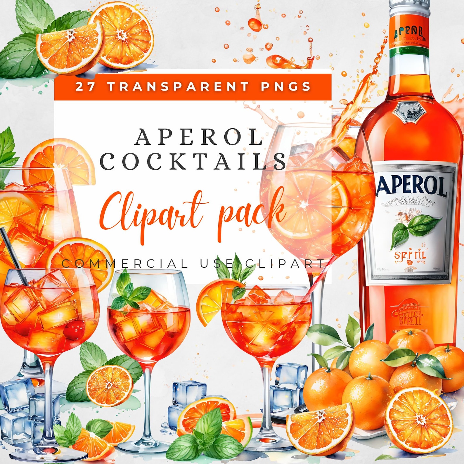 Aperol Clipart. Summer Beverages. Aperol Spritz PNG. Cocktail Drink ...