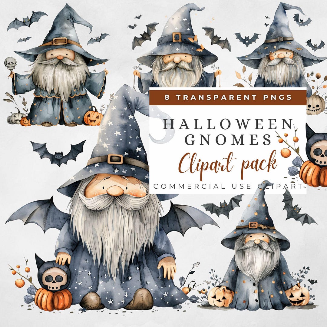 Halloween Gnomes Clipart, Halloween Clipart, Spooky Halloween Clipart ...