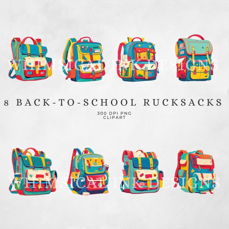 Rucksack Clipart, Backpack Clipart, Back to School Clipart, School Png ...