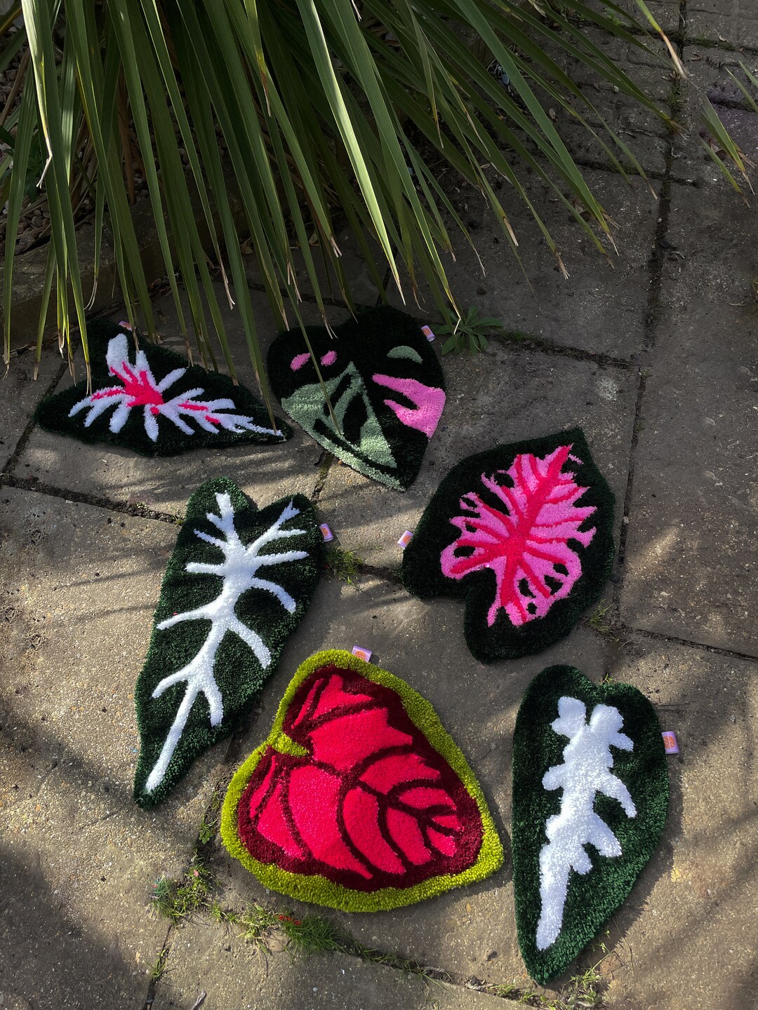 Monstera Hand Tufted Mini Rug Leaf Rug Plant Lover Home Decor Wall Art ...