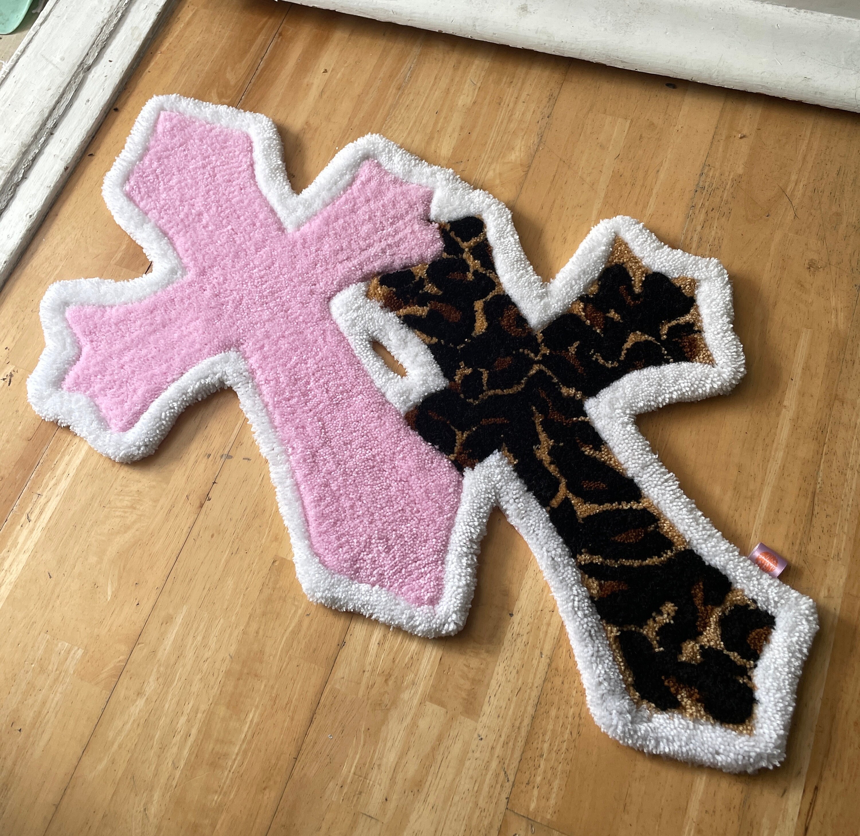 Custom Gothic Cross Hand Tufted Rug leopard Pattern Home Decor Wall Art ...
