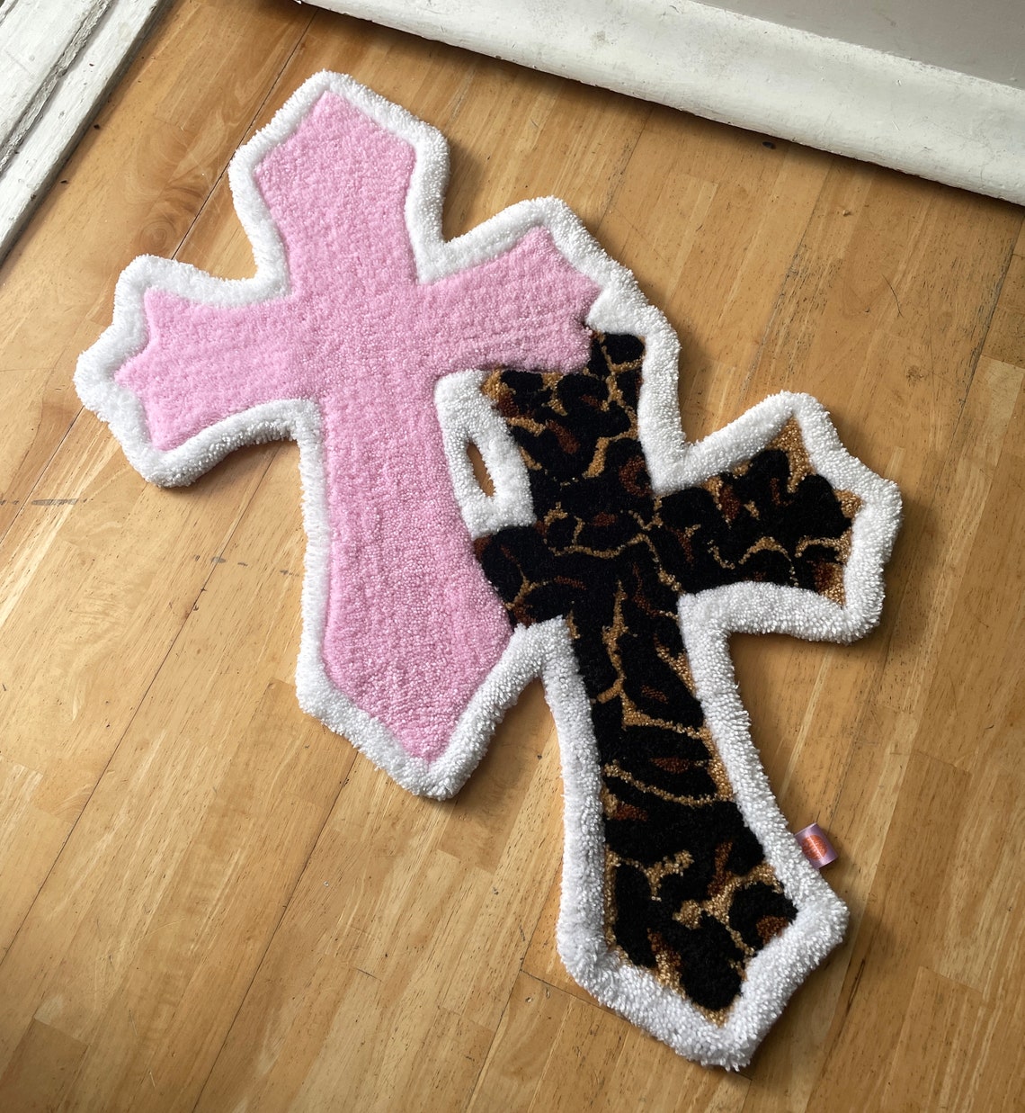 Custom Gothic Cross Hand Tufted Rug leopard Pattern Home Decor Wall Art ...