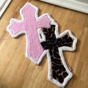 Custom Gothic Cross Hand Tufted Rug (leopard Pattern)| Home Decor ...