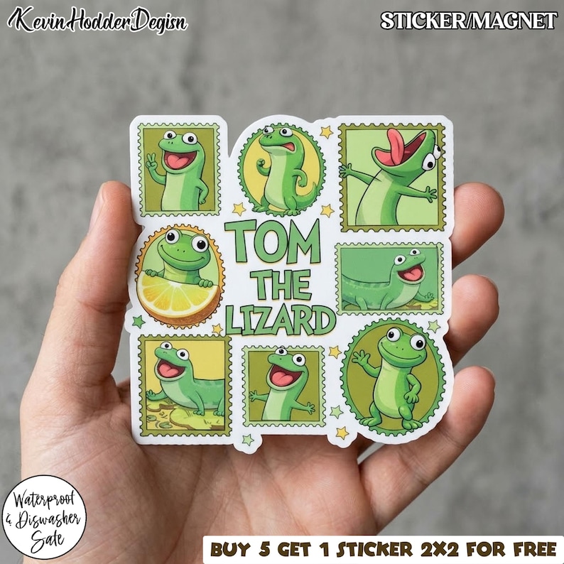 Tom the Lizard Hoppers 2026 Sticker or Magnet, Cute Lizard Vinyl Decal ...