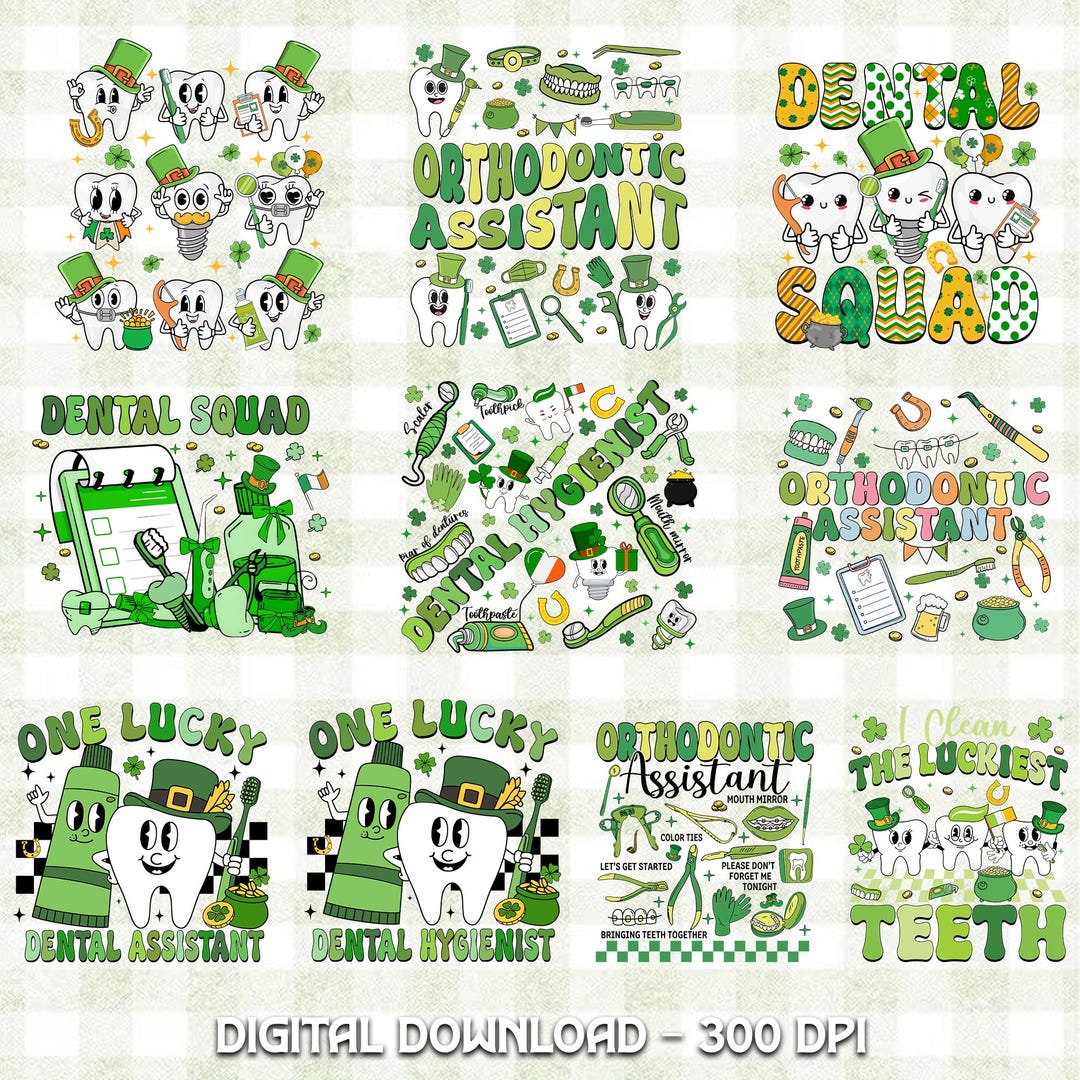 10 St. Patrick's Day Dental PNG, St. Patrick's Dental Png, Retro Dental ...
