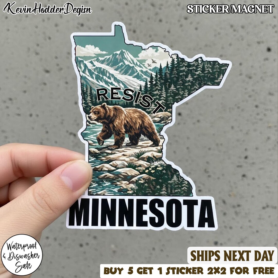 Minnesota Resist Bear Sticker/car Magnet, MN State Resist Bear Protest ...