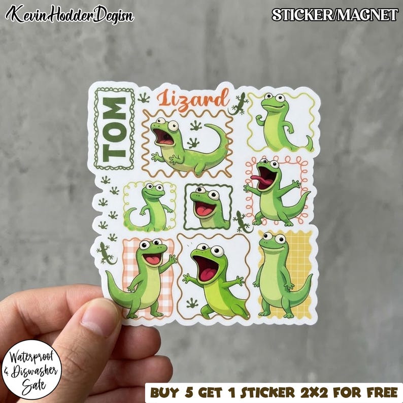 Tom the Lizard Hoppers 2026 Sticker or Magnet, Cute Lizard Vinyl Decal ...