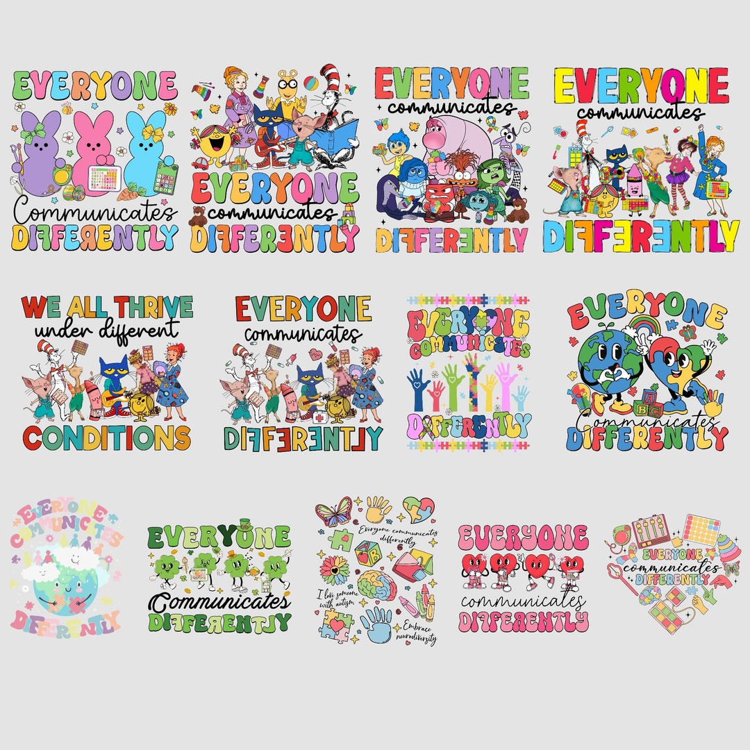 16+ Pngs Bundle Everyone Communicates Differently, Autism Awareness Png ...