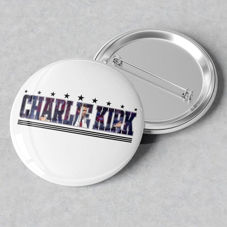 Charlie Kirk Photo Text Pin Button, Freedom Pin Button – Political ...