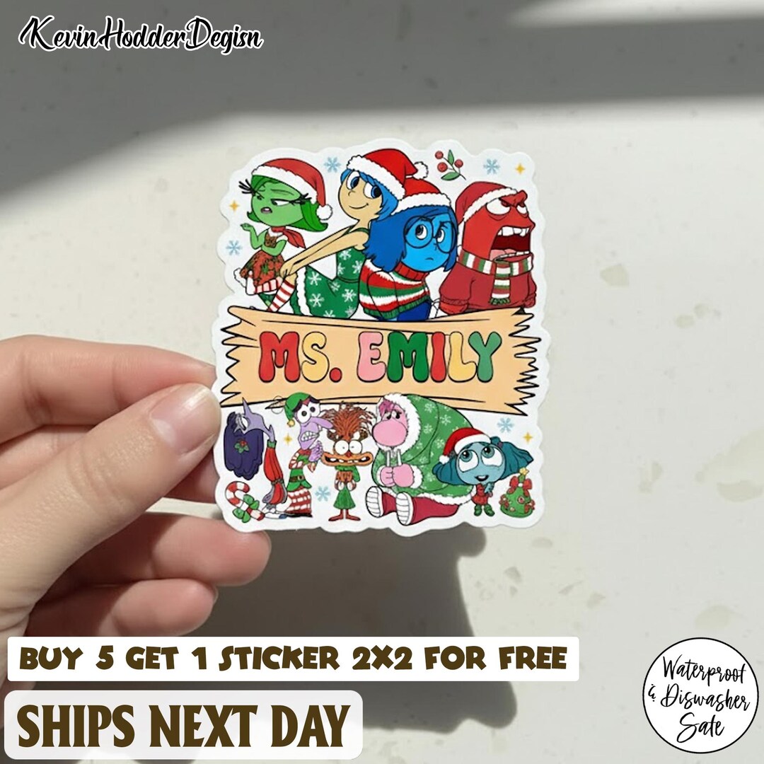Custom Name Inside Out Christmas Sticker, Personalized Inside Out ...