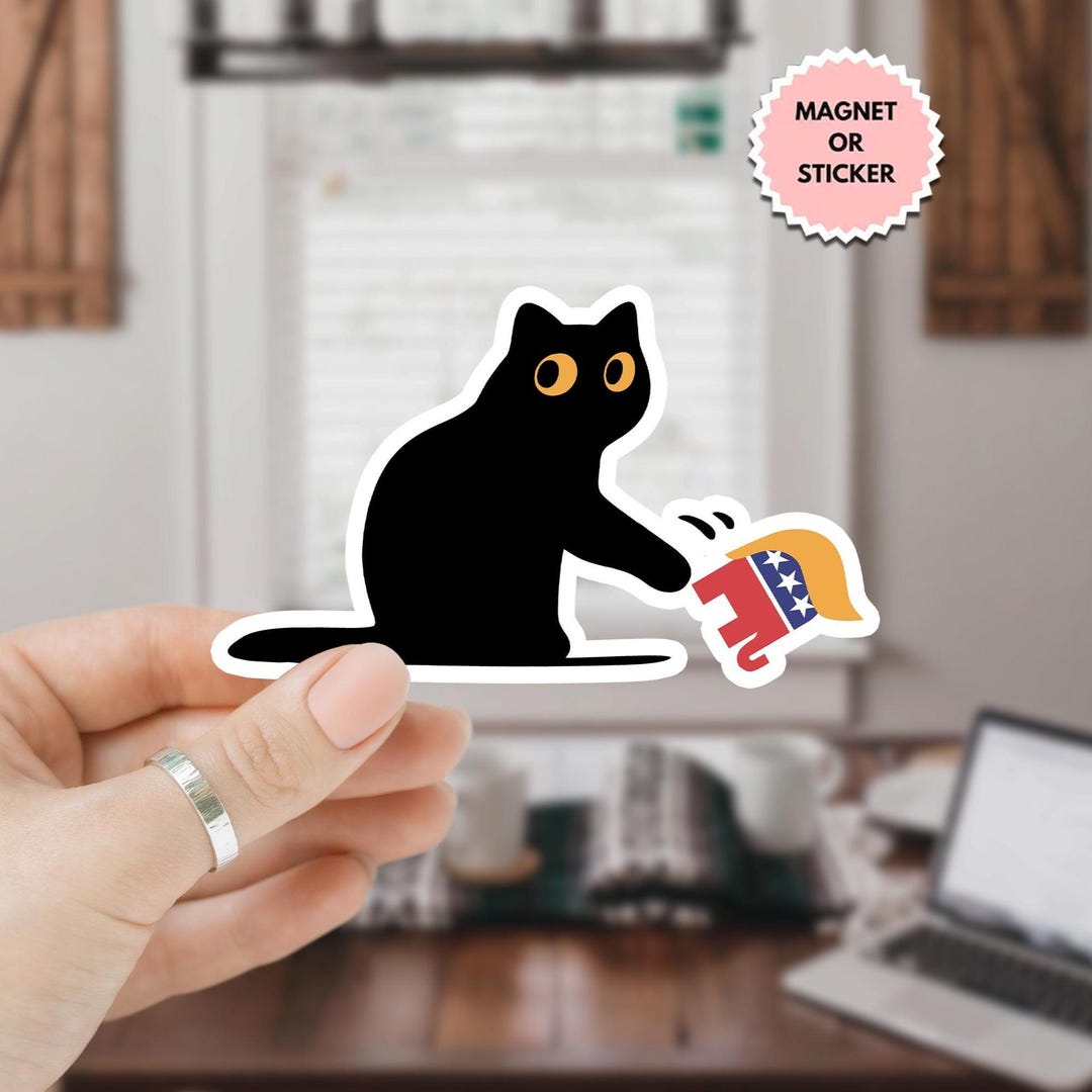 Black Cat Anti Trump Sticker/car Magnet, Anti-trump, JD Vance, Pro ...