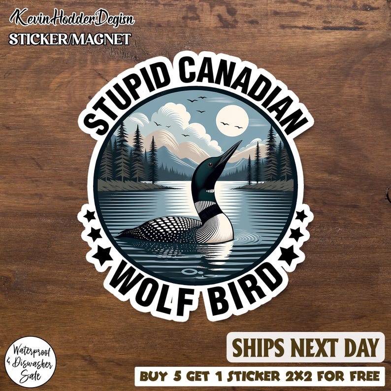 Heated Rivalry Stupid Canadian Wolf Bird Sticker Magnet, Ilya Rozanov ...