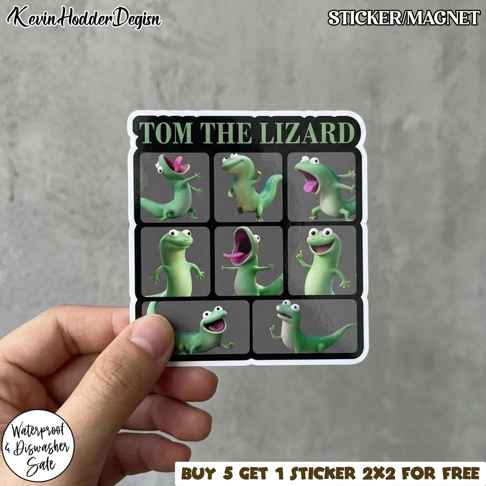 Tom the Lizard Hoppers 2026 Sticker or Magnet, Cute Lizard Vinyl Decal ...