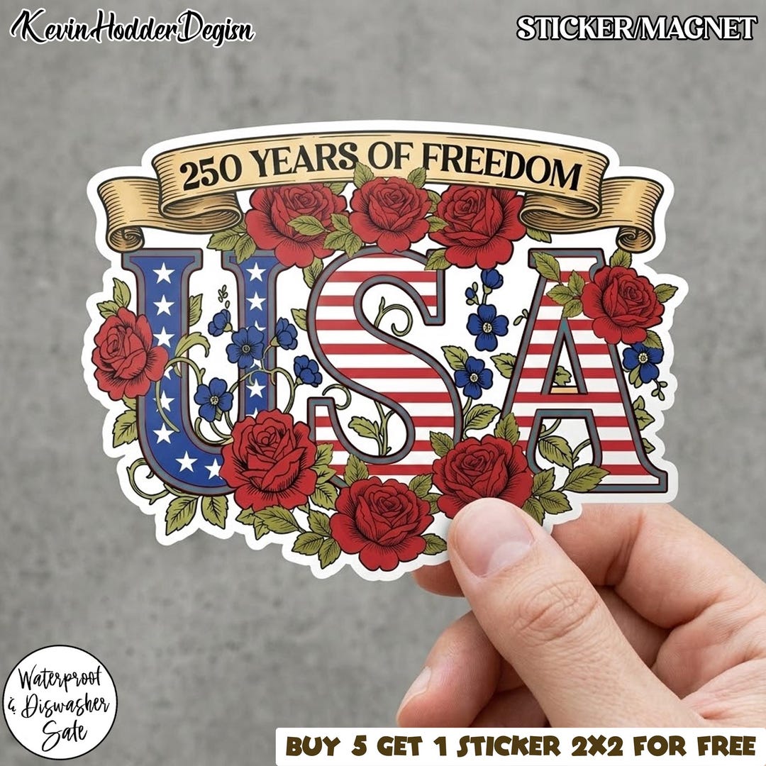 Retro Usa 250 Independence Day Sticker/magnet Die Cut, Patriotic ...