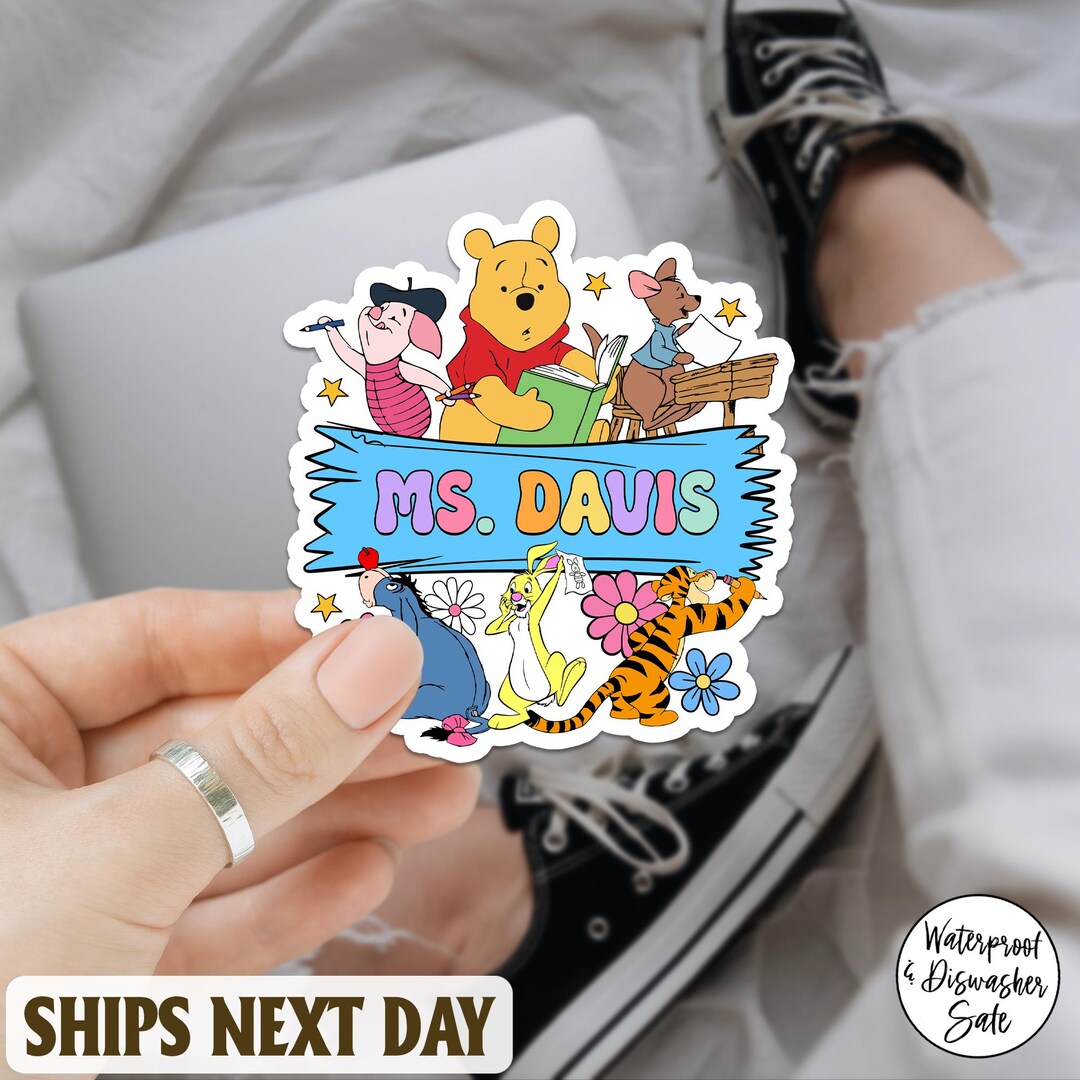 Custom Name Winnie the Pooh Teacher Sticker, Back to School ...