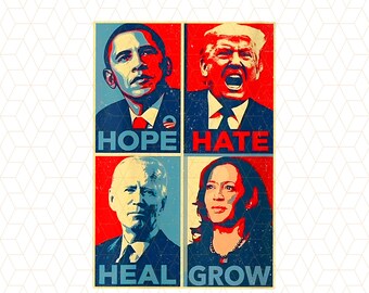 Hope Hate Heal Grow Png, Kamala Harris Support Png, 2024 American ...