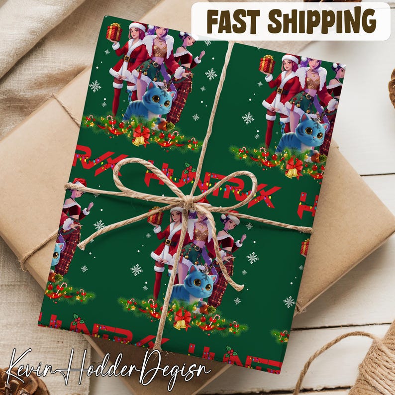 HUNTRIX Merry Christmas Wrapping Paper, Kpop Demon Hunters Wrapping ...